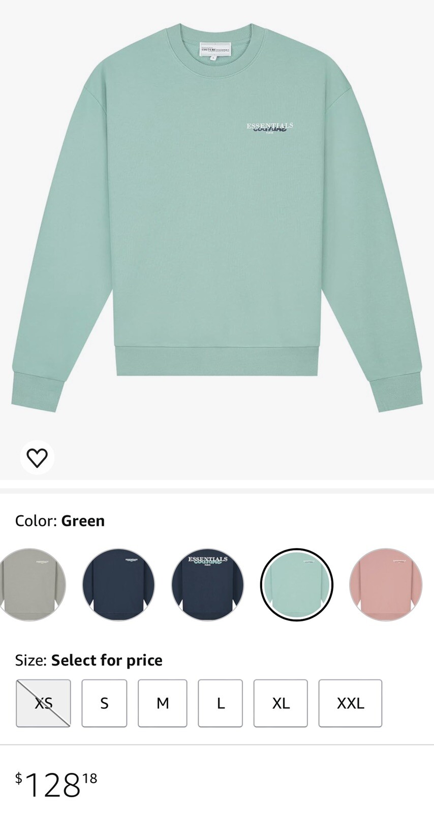 NWT 🌺 Cou7ure Essentials Paris Sweatshirt Green Mens Womens XS $128 | eBay