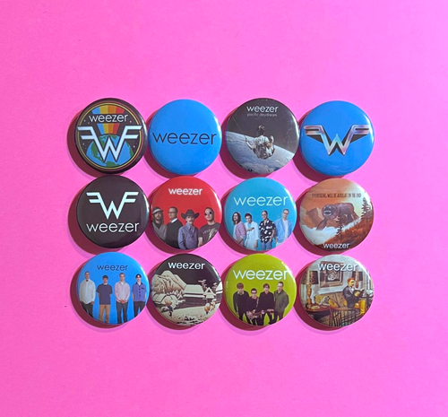 Weezer 1.25" Button Pin Lot of (12) Pinkerton Rivers Cuomo Alternative ...