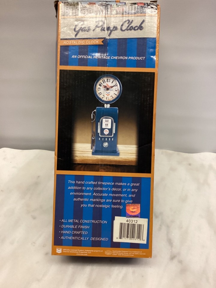Countryside Products retro Chevron Gas Pump Clock Hand Crafted New Blue ...