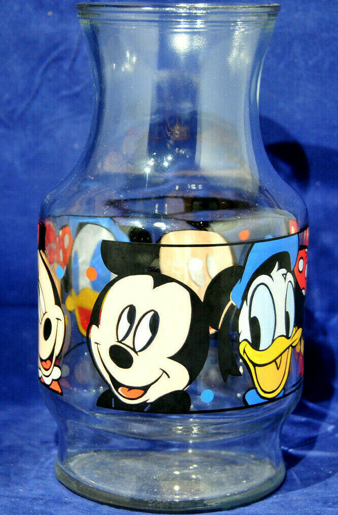 Disney Mickey Minnie Mouse Anchor Hocking Glass Juice Beverage Carafe ...