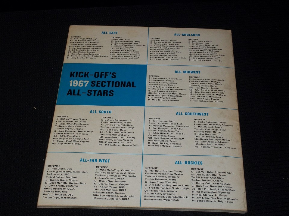 1967 FOOTBALL YEARBOOK KICK-OFF MAGAZINE - TERRY HANRATTY COVER - E ...