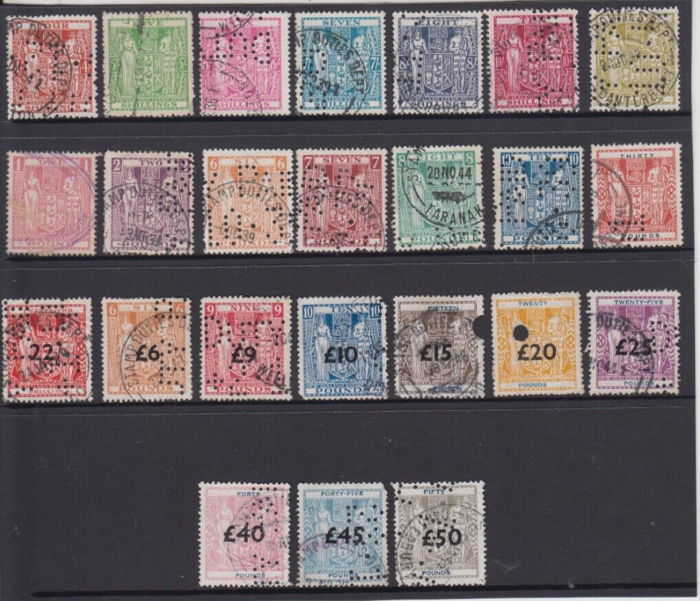 Stamps 1930s New Zealand group of 24 arms revenue inc overprints ...