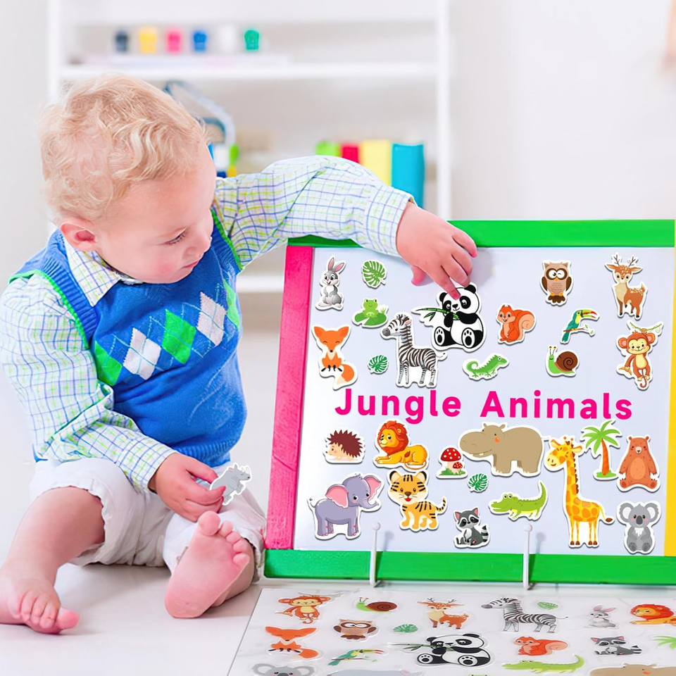 50 PCS Jungle Animals Window Gel Clings Stickers Removable and Reusable ...