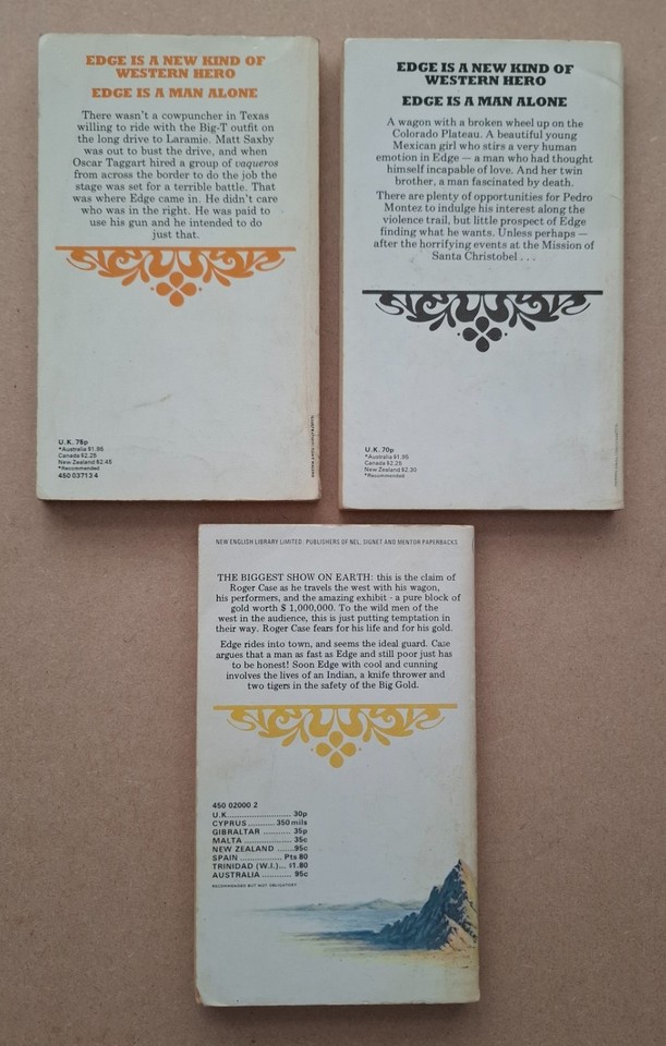 3 X George G Gilman Edge Western paperback books | eBay