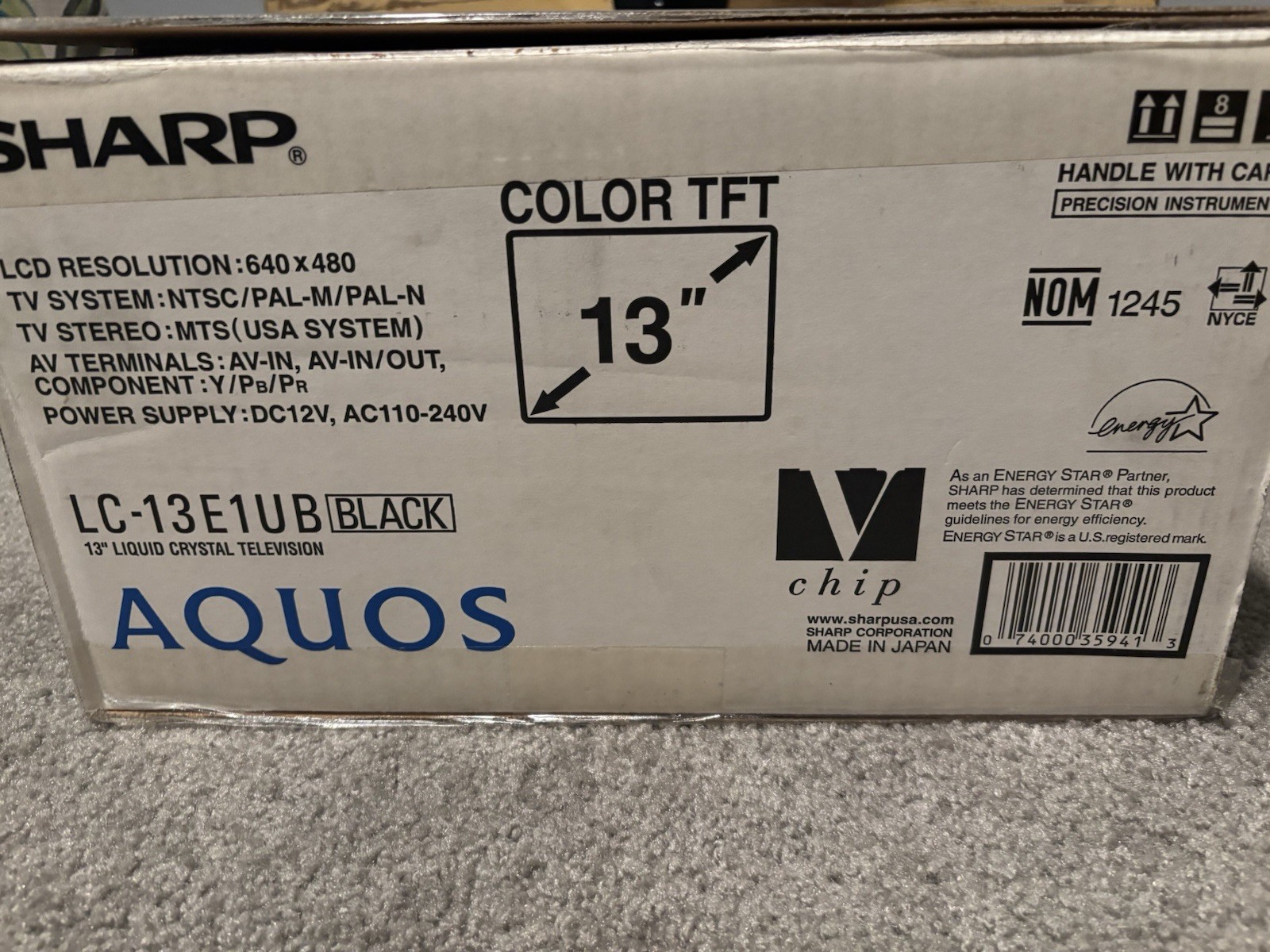 RARE Sharp Aquos LC-13E1UB” Liquid Crystal Television Gaming W/ Box ...