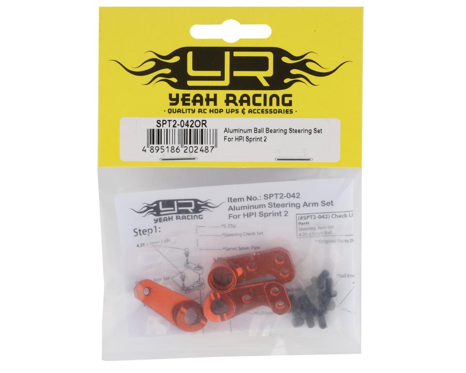 Yeah Racing HPI Sprint 2 Aluminum Steering Arms Set (Orange) (Ball ...