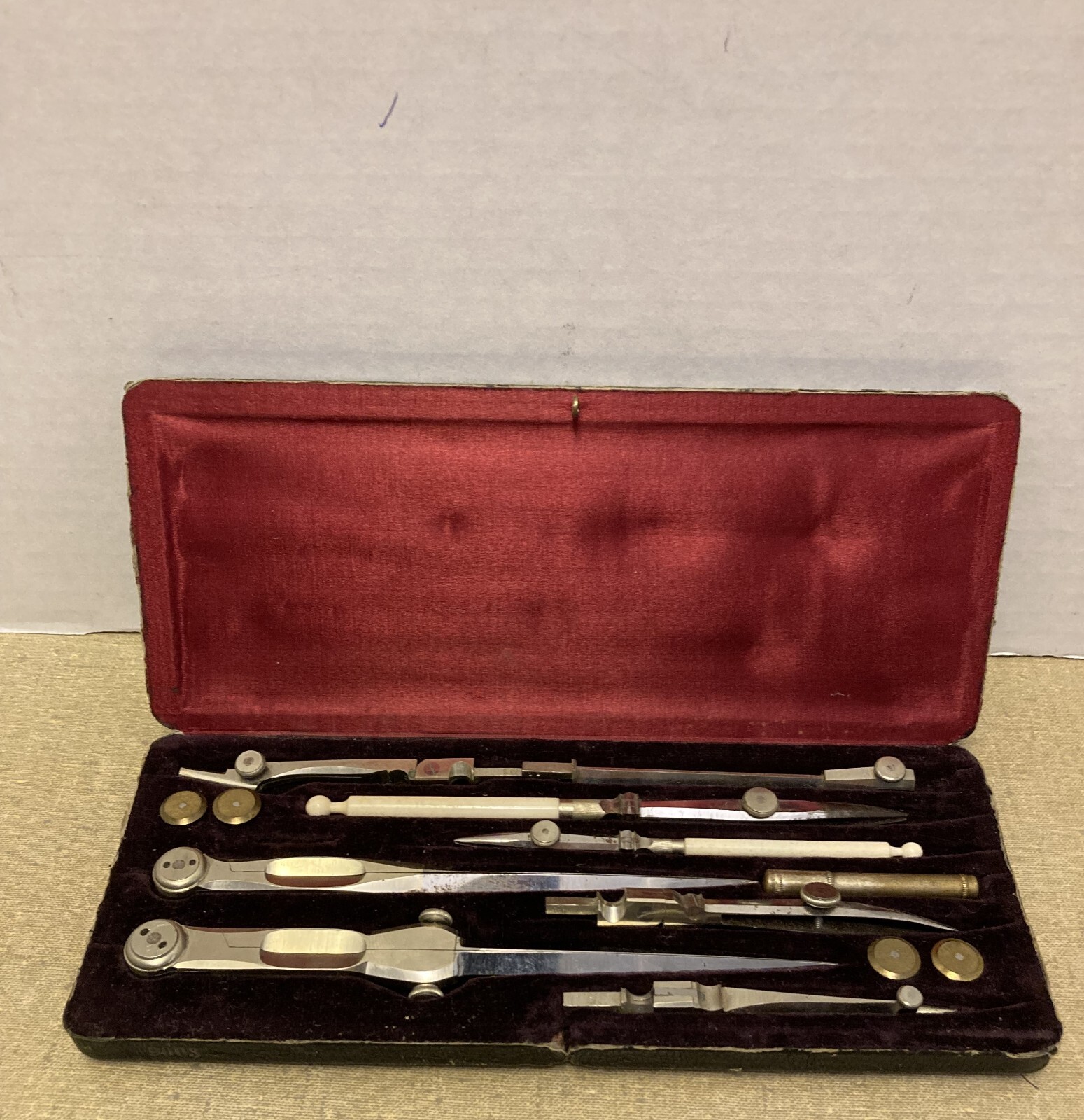 Antique Steel & Bone Naval Cartographer Drafting Drawing Set in ...