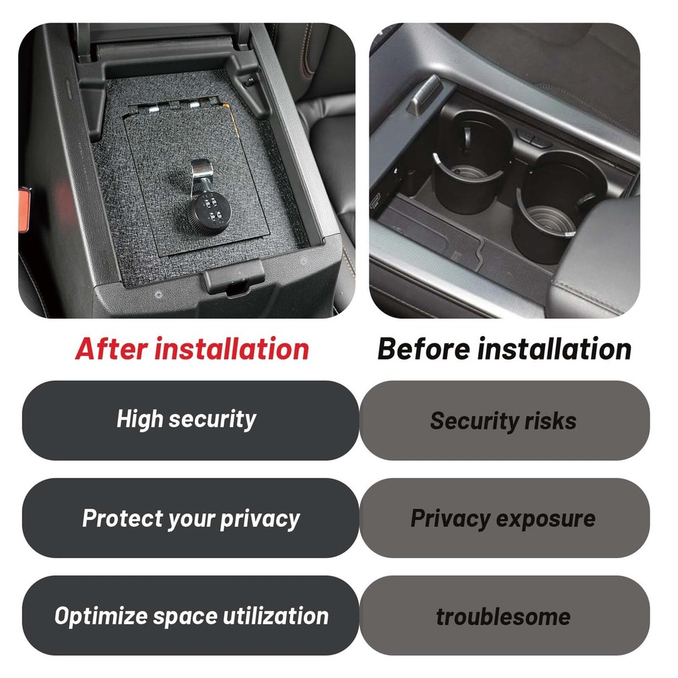 Center Console Gun Safe - Console Gun Vault Compatible with Ford F150 ...