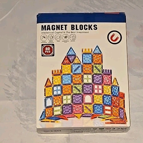 Netnew Magnet Building Blocks Ages 3+ Brand New 80 Color Shapes Castle ...