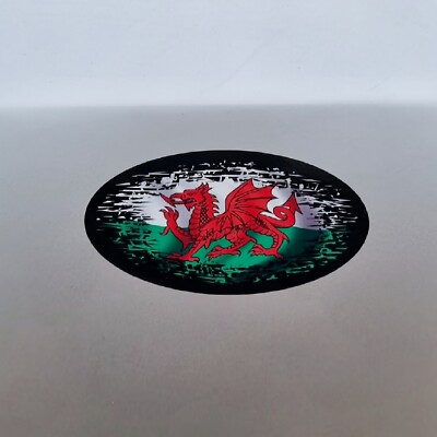 Wales Welsh Dragon Flag Fade to Black Oval Vinyl Sticker For Car Van ...