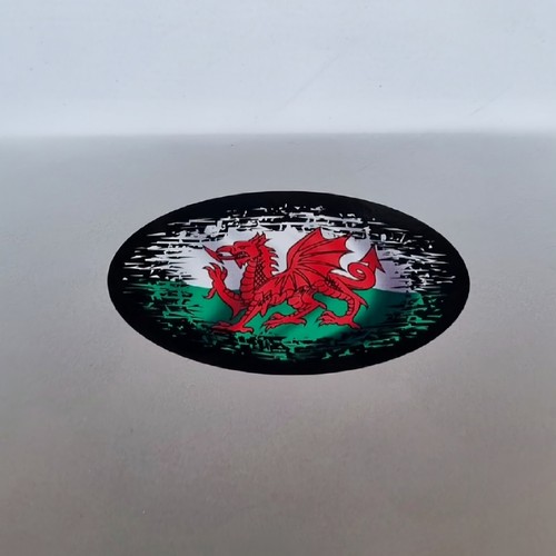 Wales Welsh Dragon Flag Fade to Black Oval Vinyl Sticker For Car Van ...