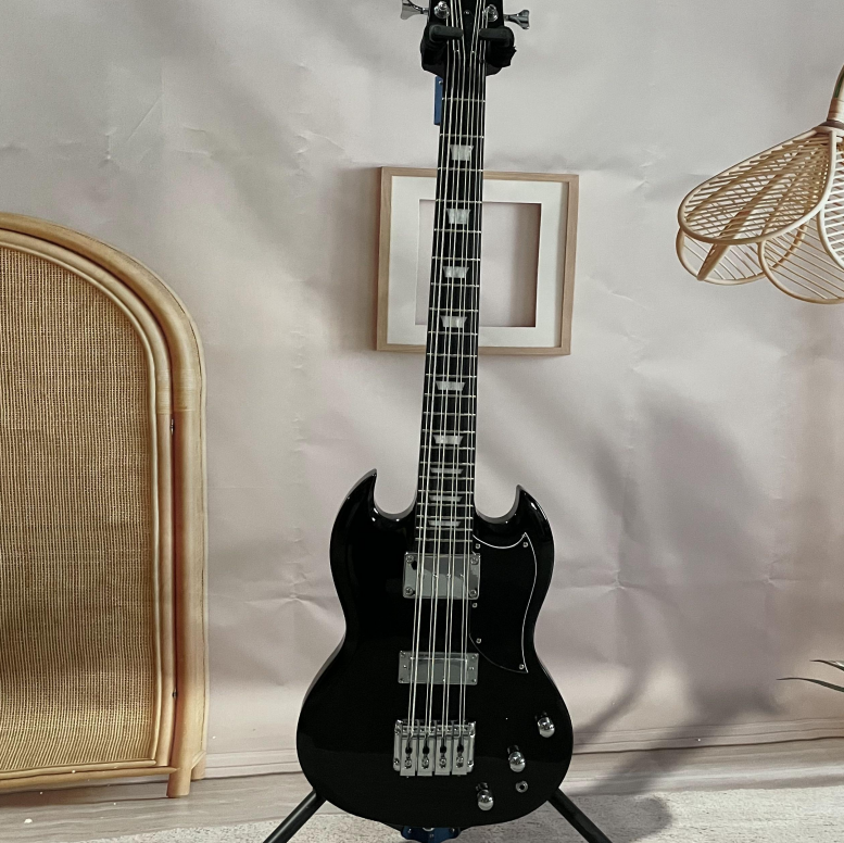 Bass Guitar SG 8-strings Black Strings Thru Body H-H Pickups Mahogany ...
