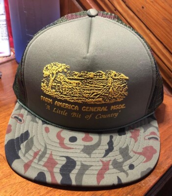 Vintage Farm America General MSDE Country Camo Trucker Baseball Hat Cap ...