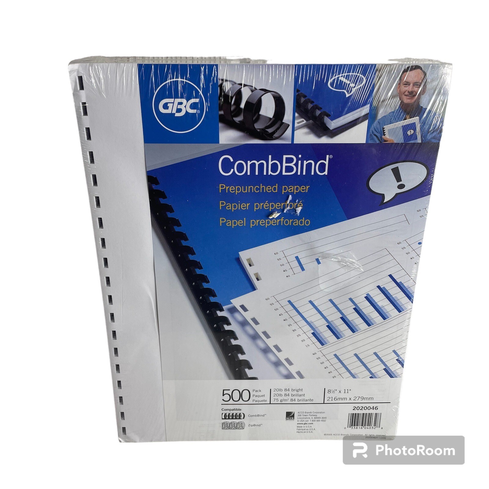 GBC CombBind Binder Paper 2020046 GBC ZipBind NEW 500 Sheets NIP White ...