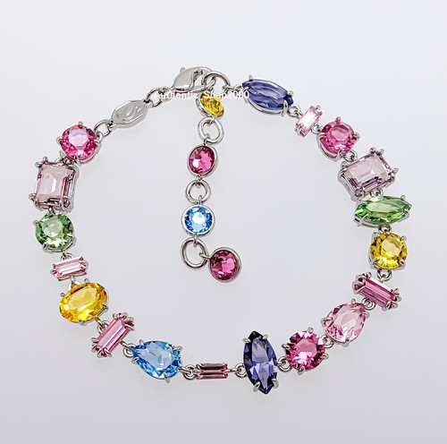 NEW 100% Authentic SWAROVSKI Rhodium Mixed Shapes Gema Crystal Bracelet ...