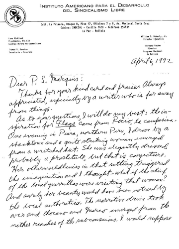 1992 2pg HANDWRITTEN LETTER SIGNED BERNARD PACKER AUTHOR & interpreter ...
