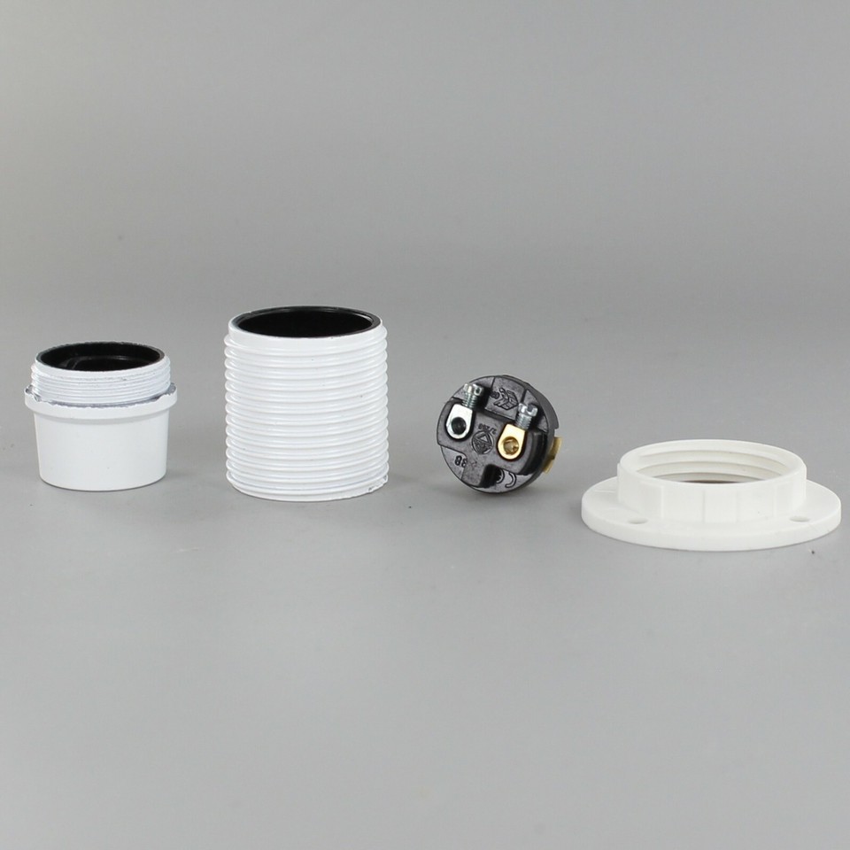 WHITE CANDELABRA BASE PHENOLIC SOCKET WITH THREADED OUTER SHELL AND ...
