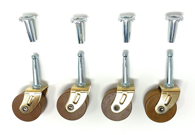 Medium 1 5/8" Hardwood Casters Pack of 4 Vintage Antique Furniture ...