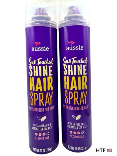 Aussie Sun Touched Shine Hair Spray Jojoba Oil Sea Kelp Max Hold 10 oz ...