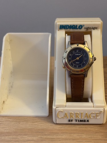 TIMEX - Carriage Indiglo - Watch- Leather - Blue Face - with original ...