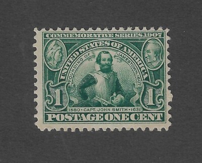 1907 US Scott #328. Jamestown Issue. Capt. John Smith, OG/hr, VF, scv ...