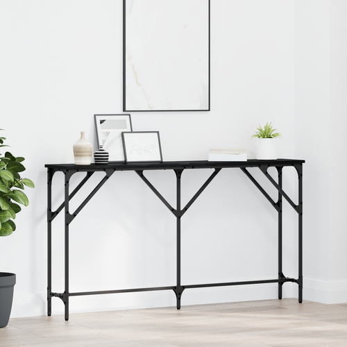 vidaXL Console Table Black Oak 140x23x75 cm Engineered Wood ...