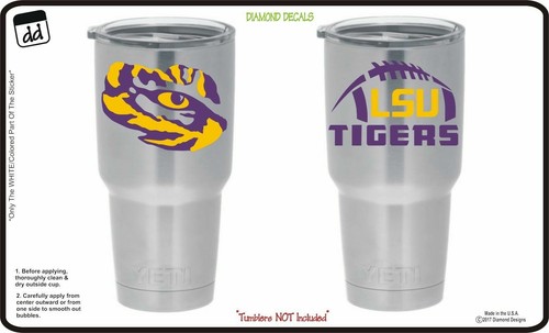 LSU Tigers (Set of 2) for Yeti Tumbler Vinyl Decal SEC Car Truck ...