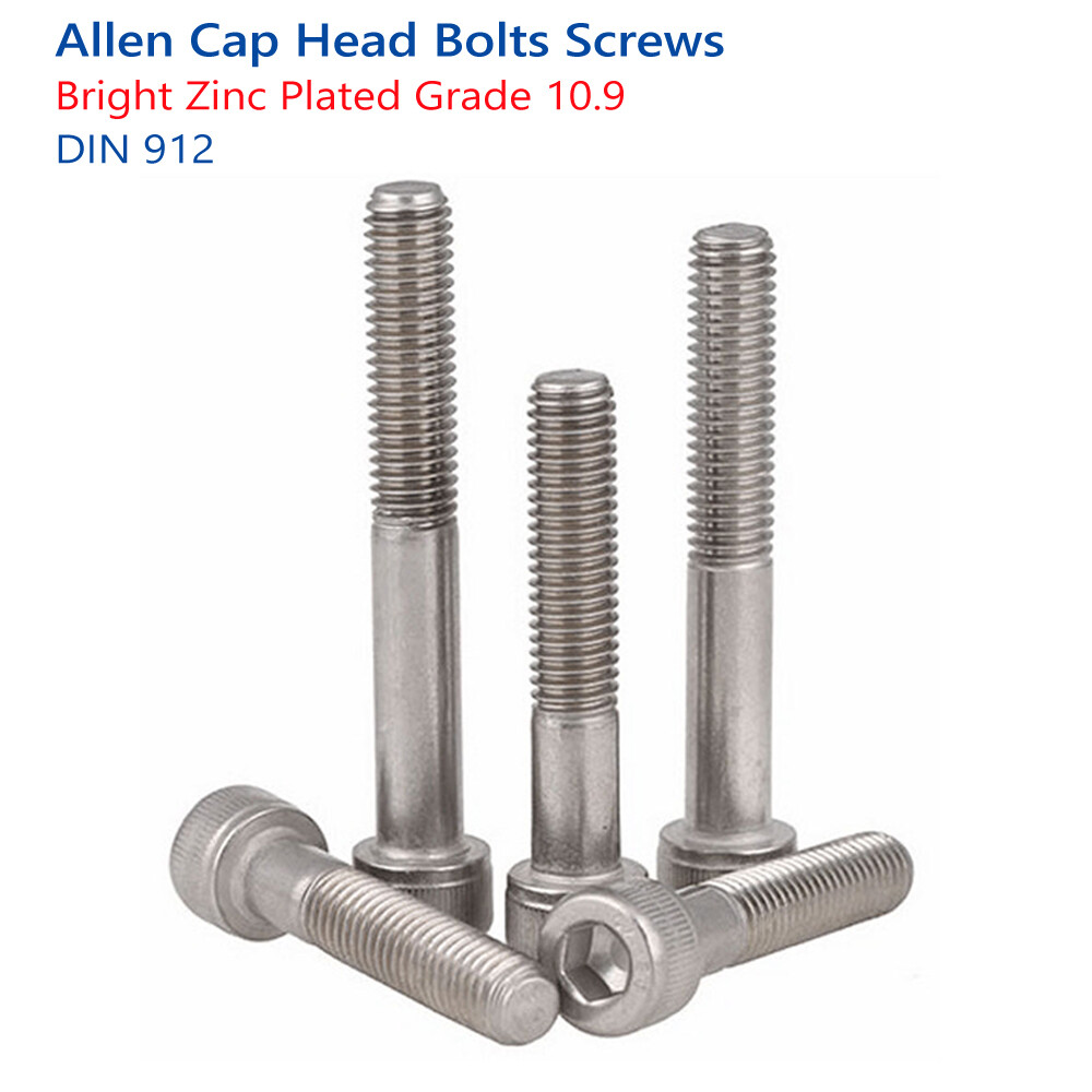 M12 x 170mm ALLEN BOLTS SOCKET CAP SCREWS HIGH TENSILE ZINC PLATED 10.9 ...