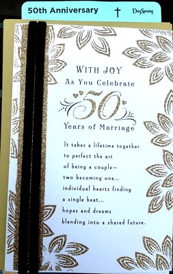 5OTH ANNIVERSARY Card for FRIENDS Beautiful Front w/Ribbon Dayspring ...