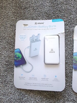 Atomi 10000mAh Battery Bank Built-in AirPods Charge Case & USB Charge ...