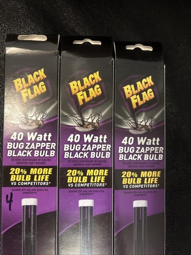 Lot Of 3 Black Flag BB-40BLK 40W Watt Bug Zapper Replacement Bulb ...