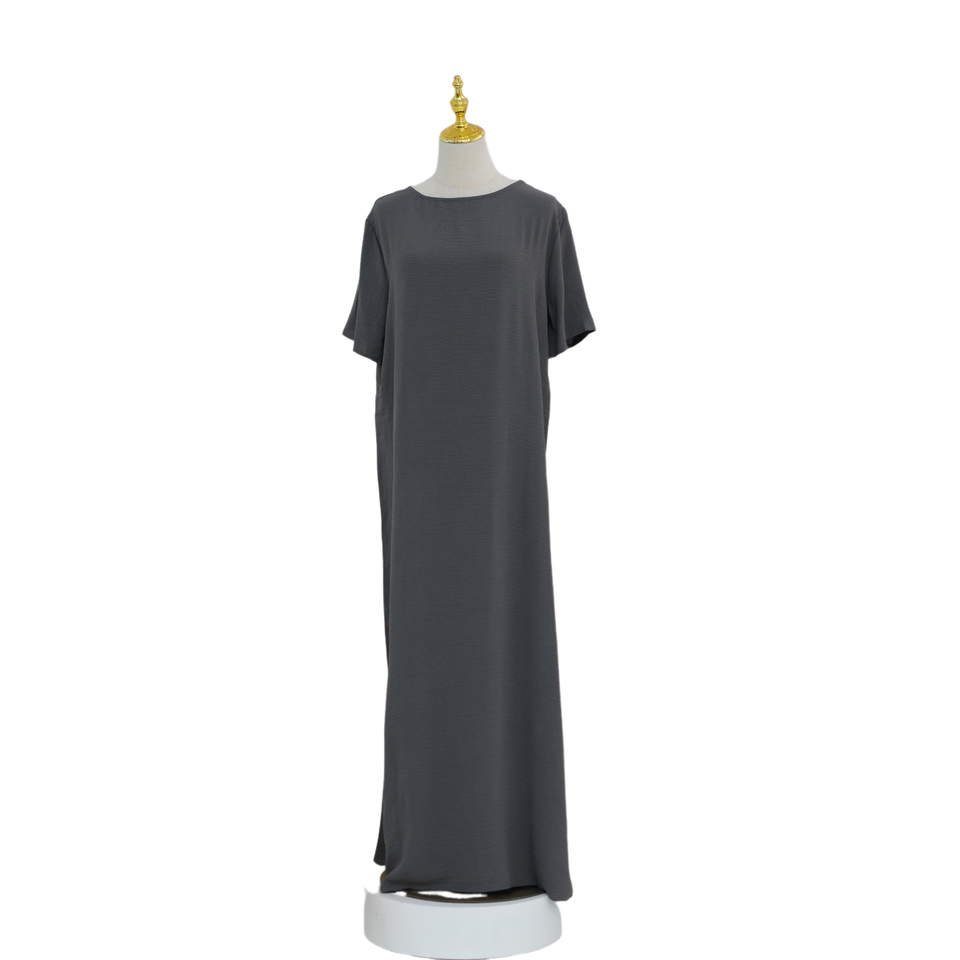 Muslim Women’s Modest Kaftan Solid Color Short Sleeve Long Inner Abaya ...