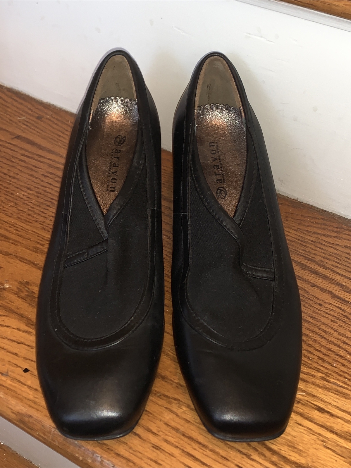 Aravon Genuine Leather Black Dress Pumps High Heels Womens Size 8 💗218 ...