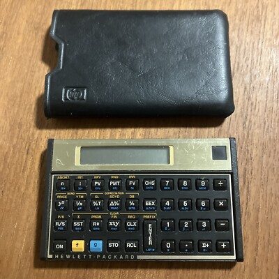 HP Hewlett Packard 12C Gold Financial Business Calculator w/ Case ...