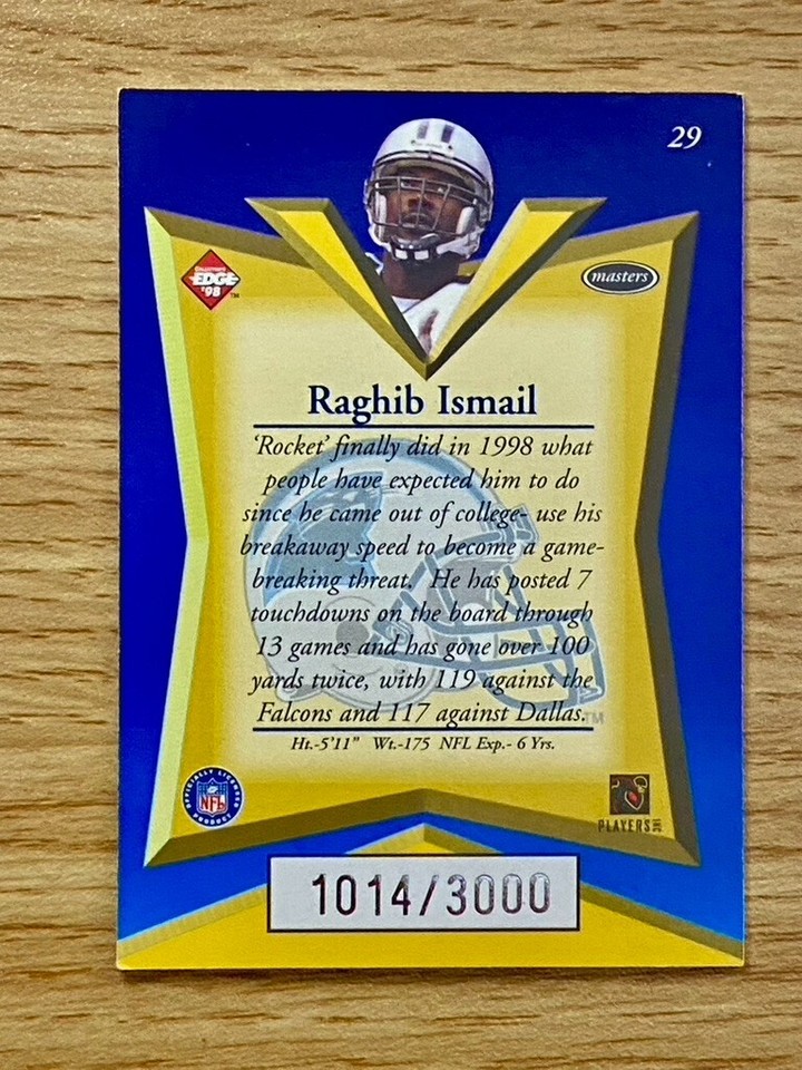 1998 EDGE MASTERS RAGHIB ISMAIL #29 CAROLINA PANTHERS 1014/3000 | eBay