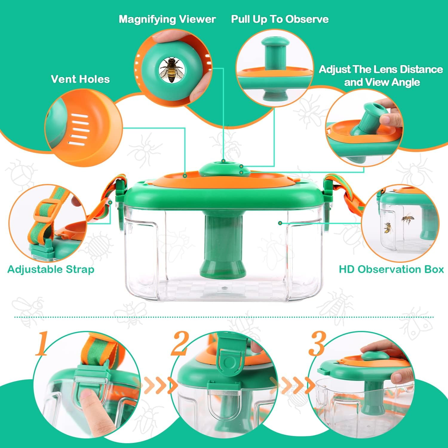 Bug Catcher Kit Kids, Bug Catching Set with Whistle Magnifying Glass, 8 ...