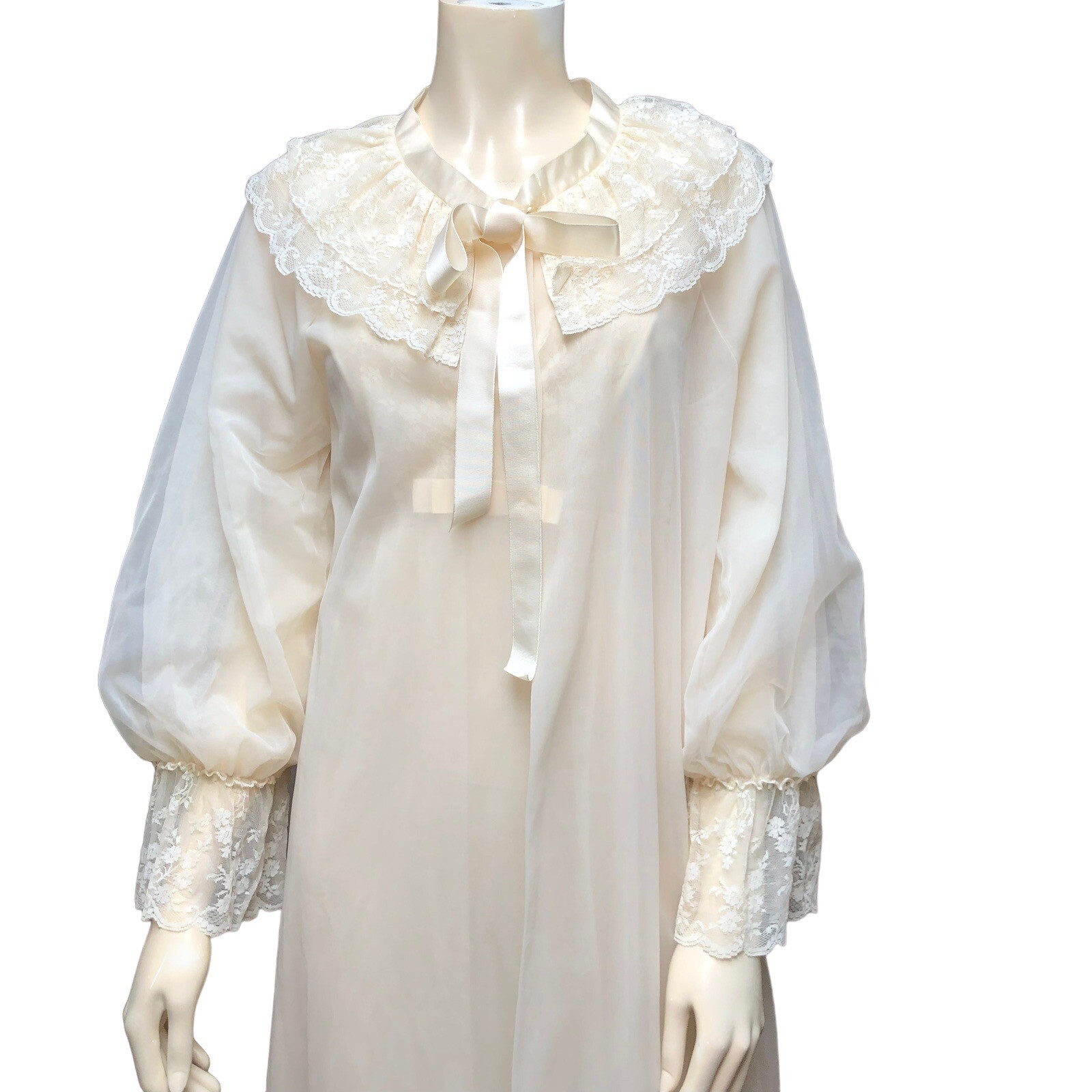 Vtg Shadowline Double Nylon Chiffon Robe Sheer Nightgown Bridal Off ...
