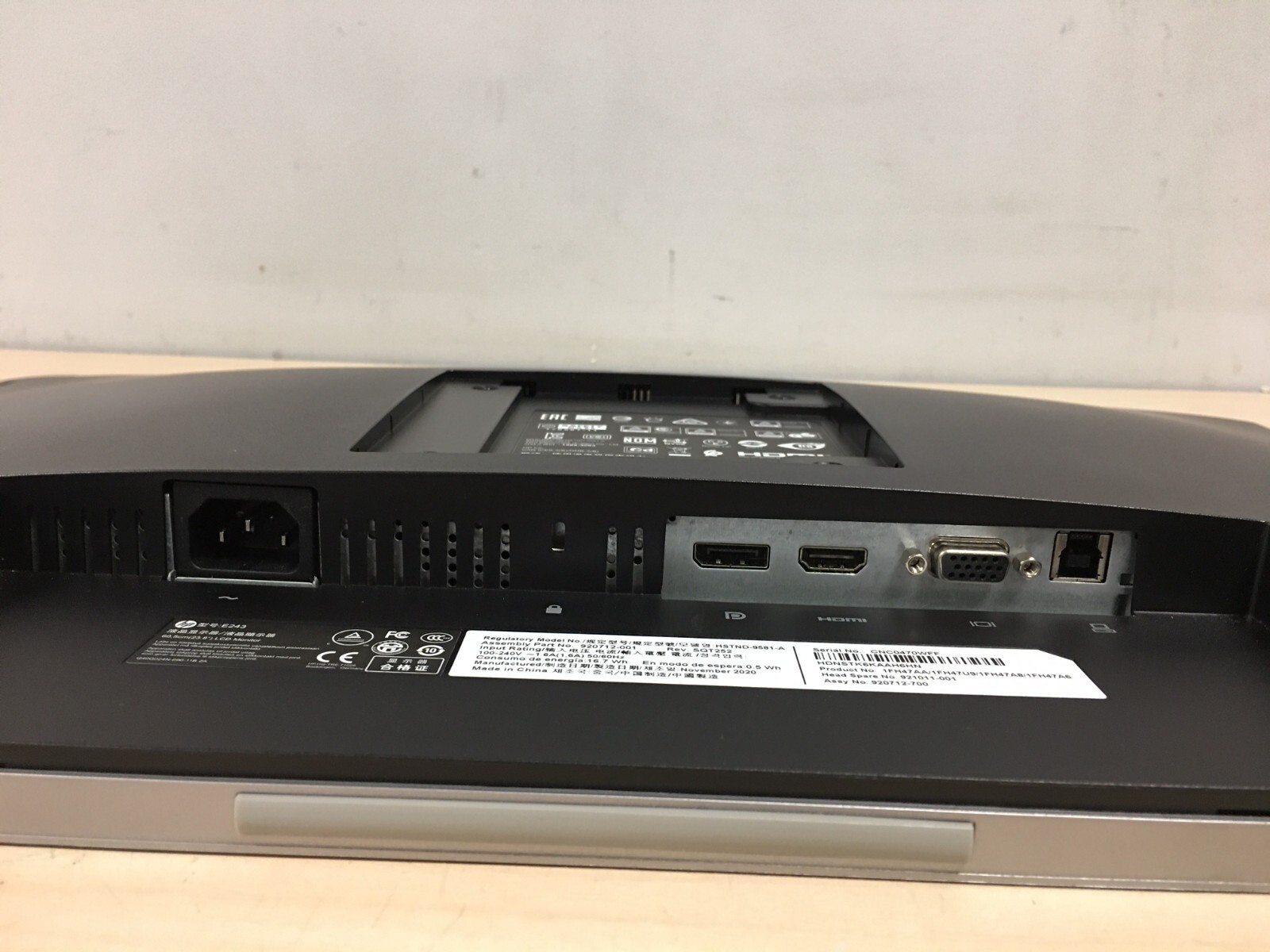 HP E243 23.8-inch LCD Monitor HSTND-9581-A {W/STAND & CABLES} Tested | eBay