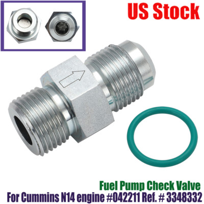 Fuel Pump Straight Check Valve For Cummins N14 Application 042211 Ref ...