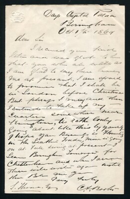 RARE C A BROOKER CRYSTAL PALACE BIRMINGHAM 1869 LETTER 1ST CYCLIST IN ...