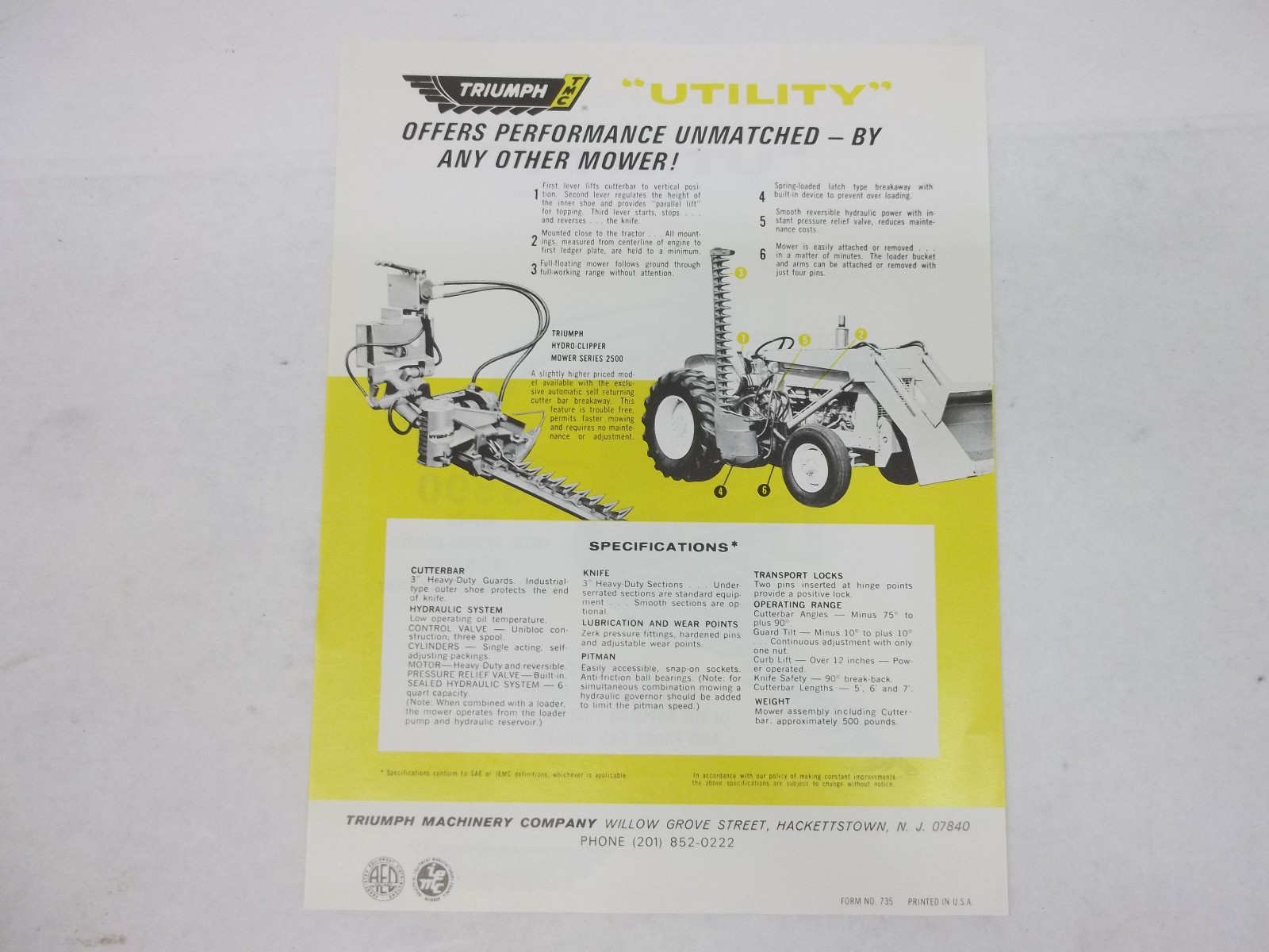 Triumph 3500 Series Utillity Mower Brochure | eBay