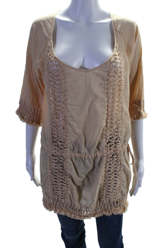 Sofia by Vix Womens Cotton Woven Round Neck Long Sleeve Tunic Top ...