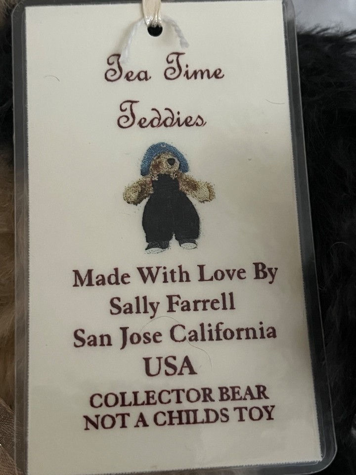 OOAK Tea Time Teddies Sally Farrell TEDDY HARDEN Fully Jointed Brown ...