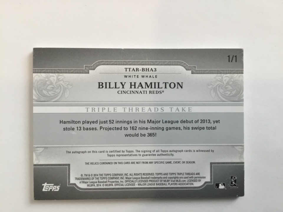 2014 Topps Triple Threads Billy Hamilton Auto Memorabilia #1/1 REDS | eBay