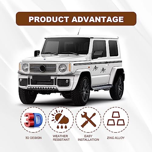 2 Pack 2.75" Chrome Plated Masonic Car Emblem Mason Square and ...