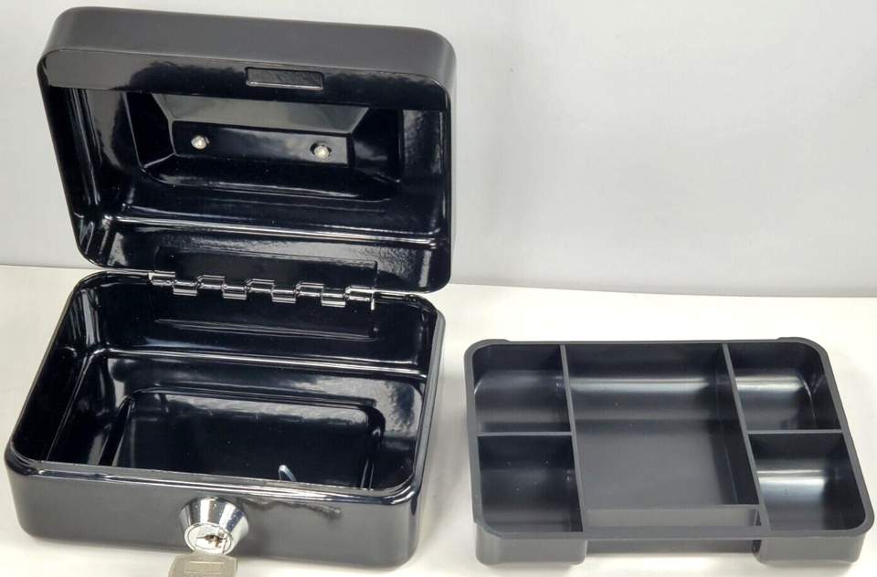 Mini Cash Box Steel Lock Box SMALL Change Safe 5 x 4 x 2" BLACK Lock ...