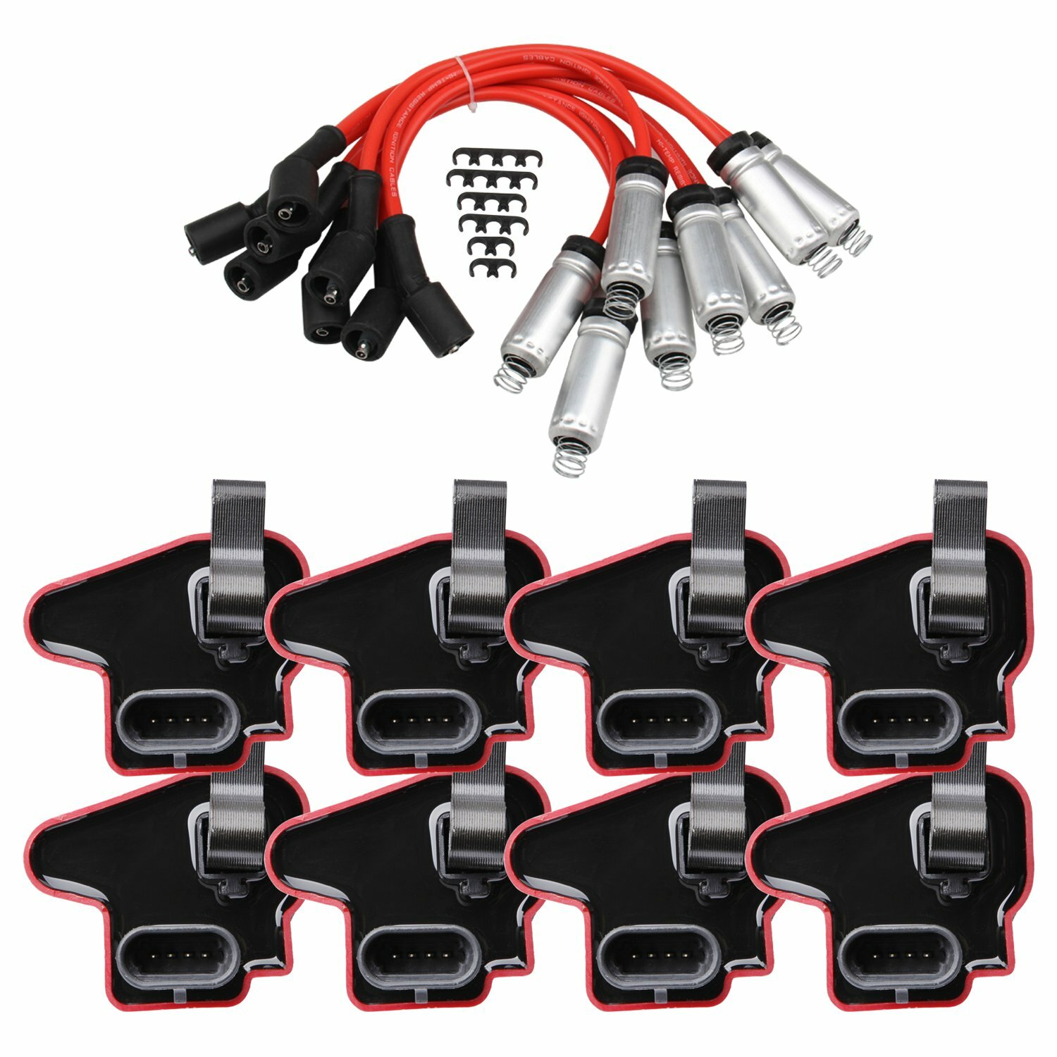 8 Square Ignition Coil Pack W/ Wires for 1999-2007 Chevy GMC 4.8L 5.3L ...