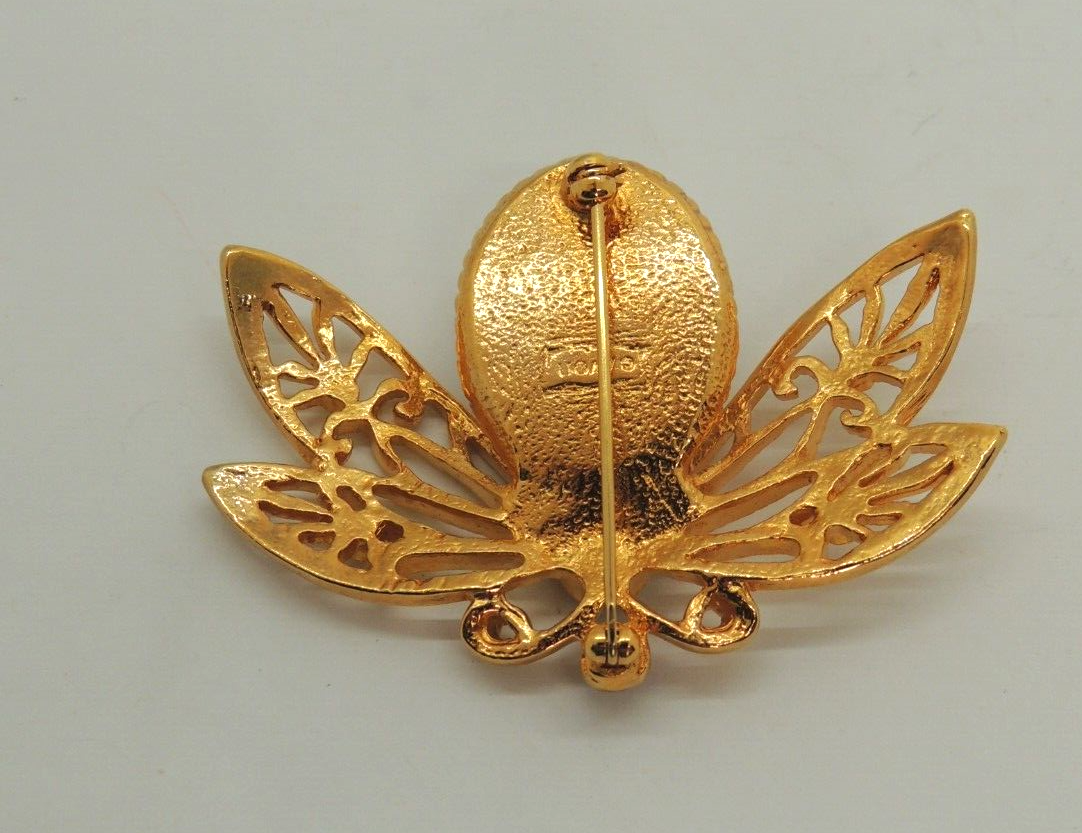 Vintage AVON Moth Insect Brooch Faux Pearl Purple & Clear Rhinestones ...