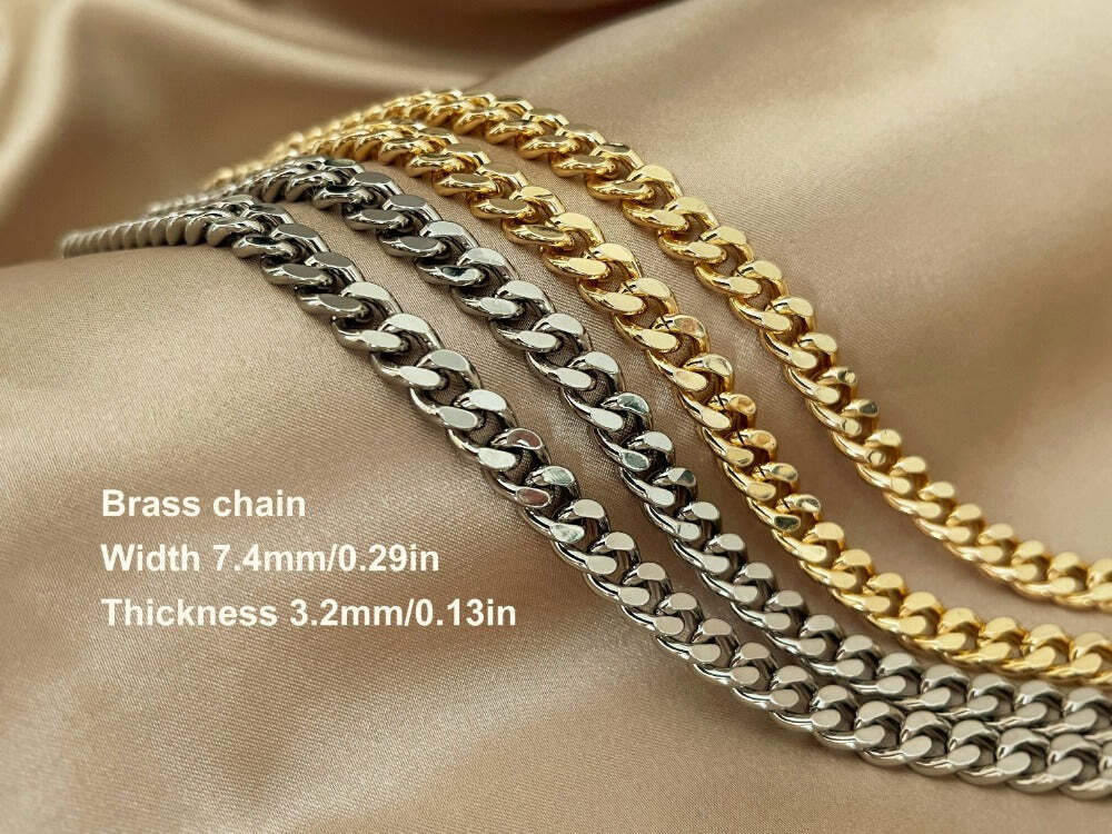 Brass Curb Chain Straps w/ Clasps - 7.4mm Wallet Chain Bag Chain | eBay
