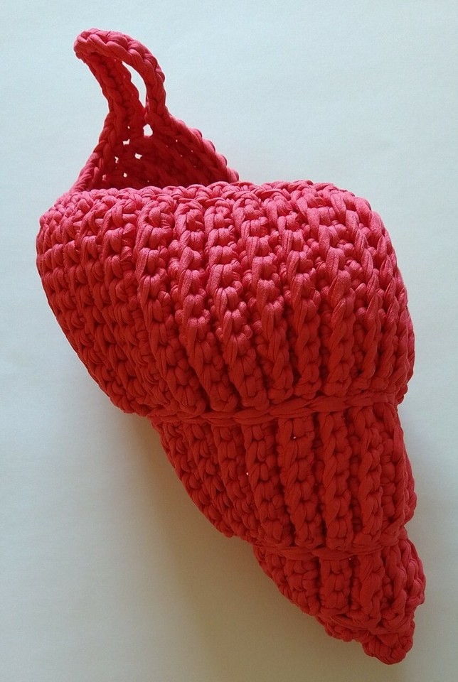 New Handmade Spiral Sea Shell Crochet Basket Wall Hanging Home Decor ...